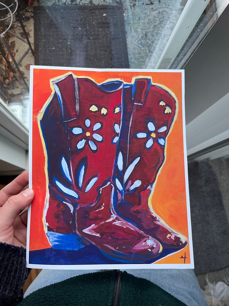 Daisy Cowboy Boots - Fine Art Print! - Etsy