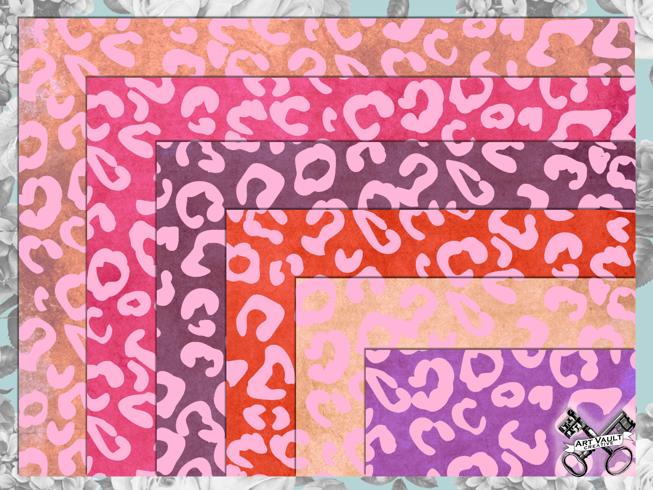 Pink Leopard Printable Digital Paper Pack, Hot Pink Cheetah Backgrounds ...