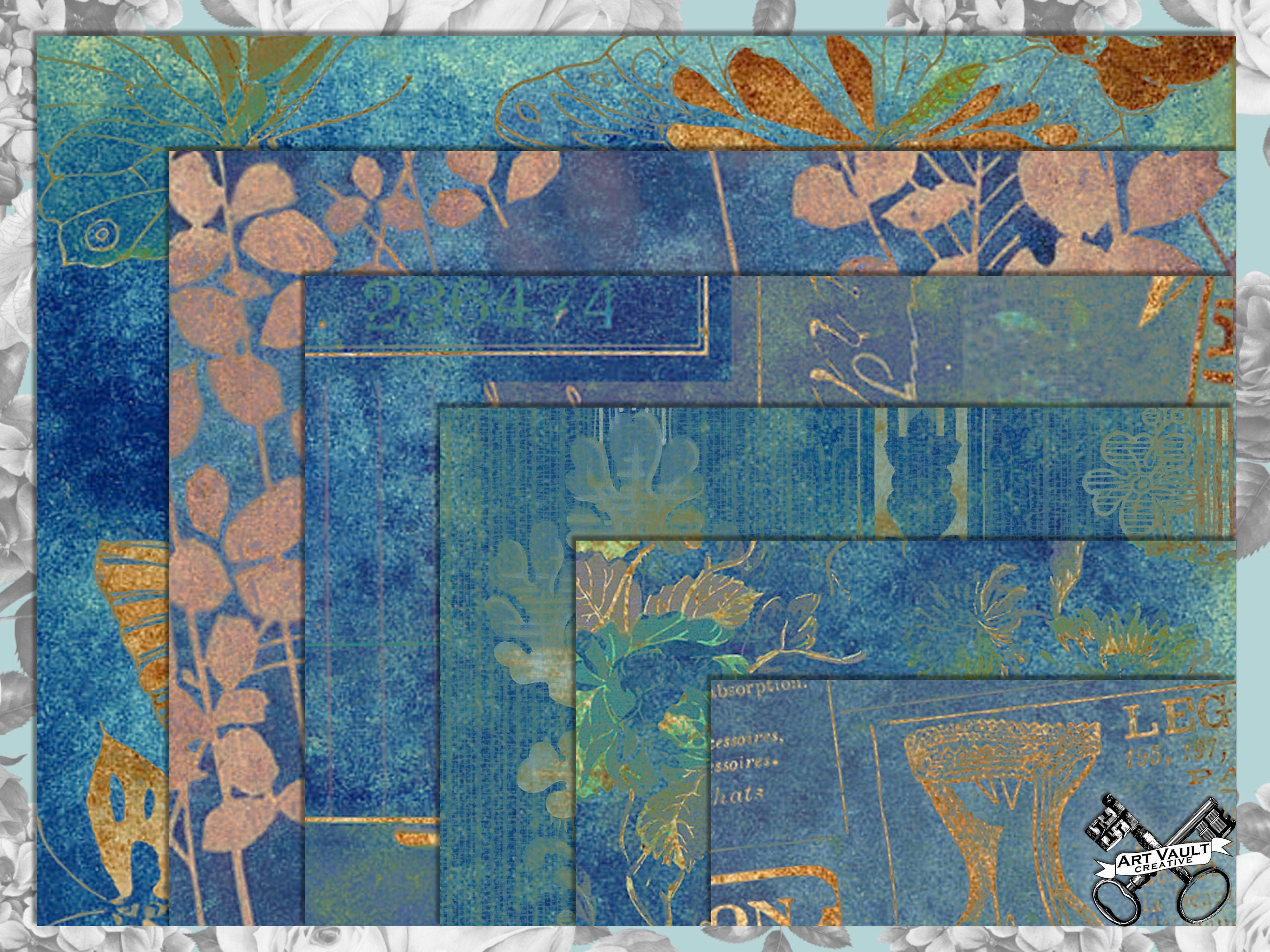 Vintage Grunge Paper Digital Download, Printable Cyanotype Paper ...