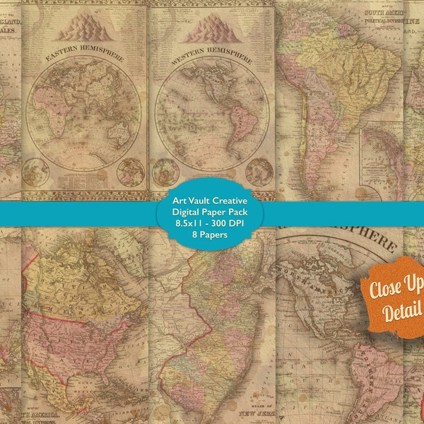 Vintage Atlas Pages - Etsy