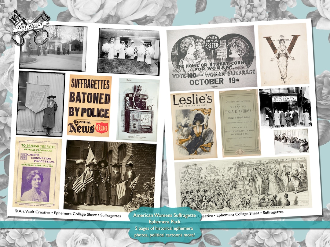Vintage Womens Suffrage Ephemera Digital Collage Sheets, Printable ...