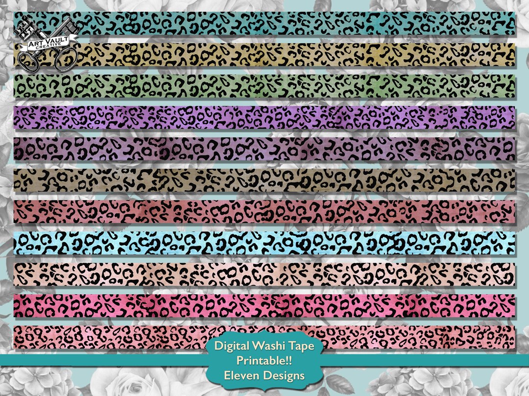 Printable Washi Tape Digital Download, Digital Leopard Print Washi Tape ...