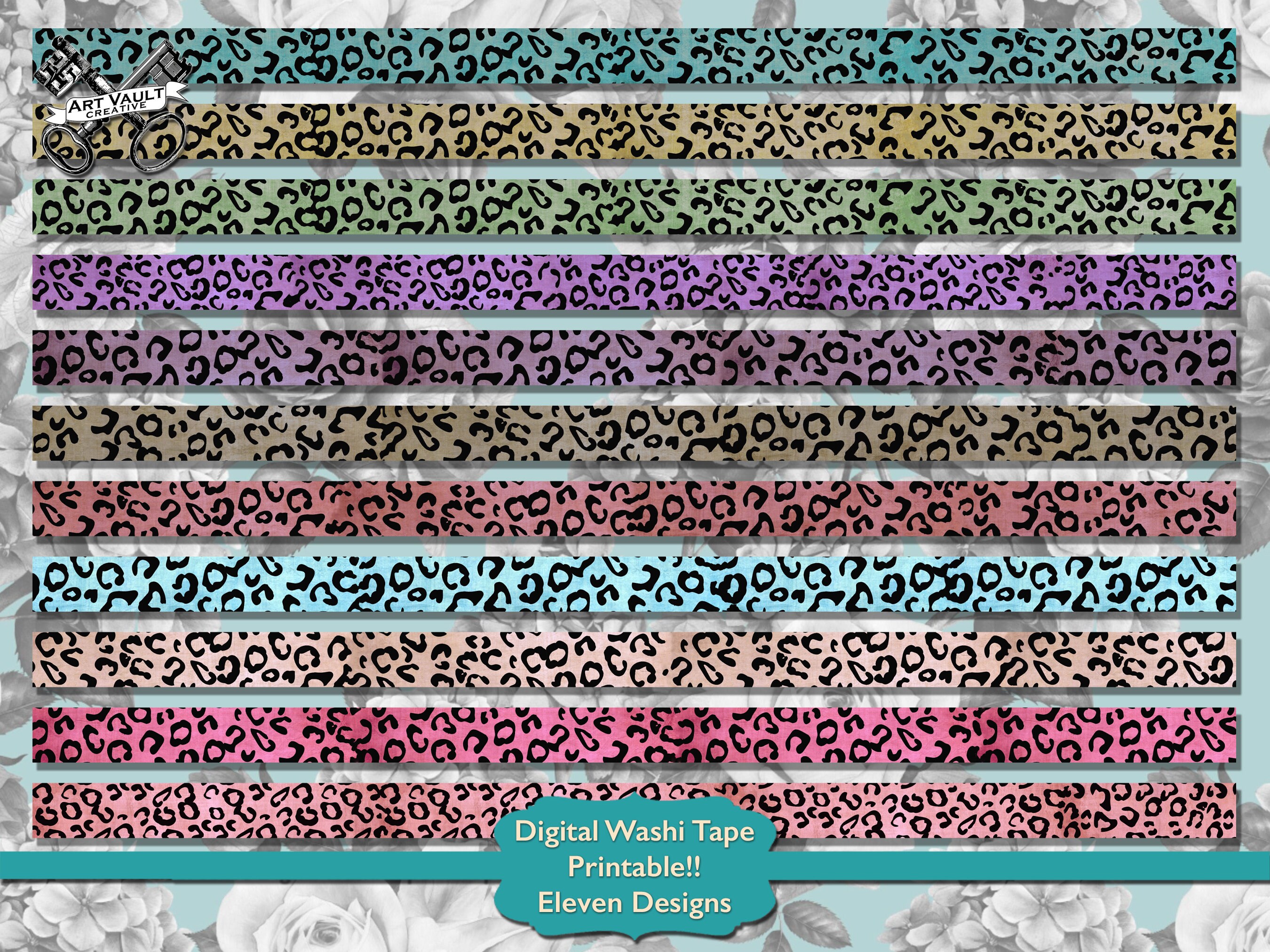 Printable Washi Tape Digital Download, Digital Leopard Print Washi Tape ...