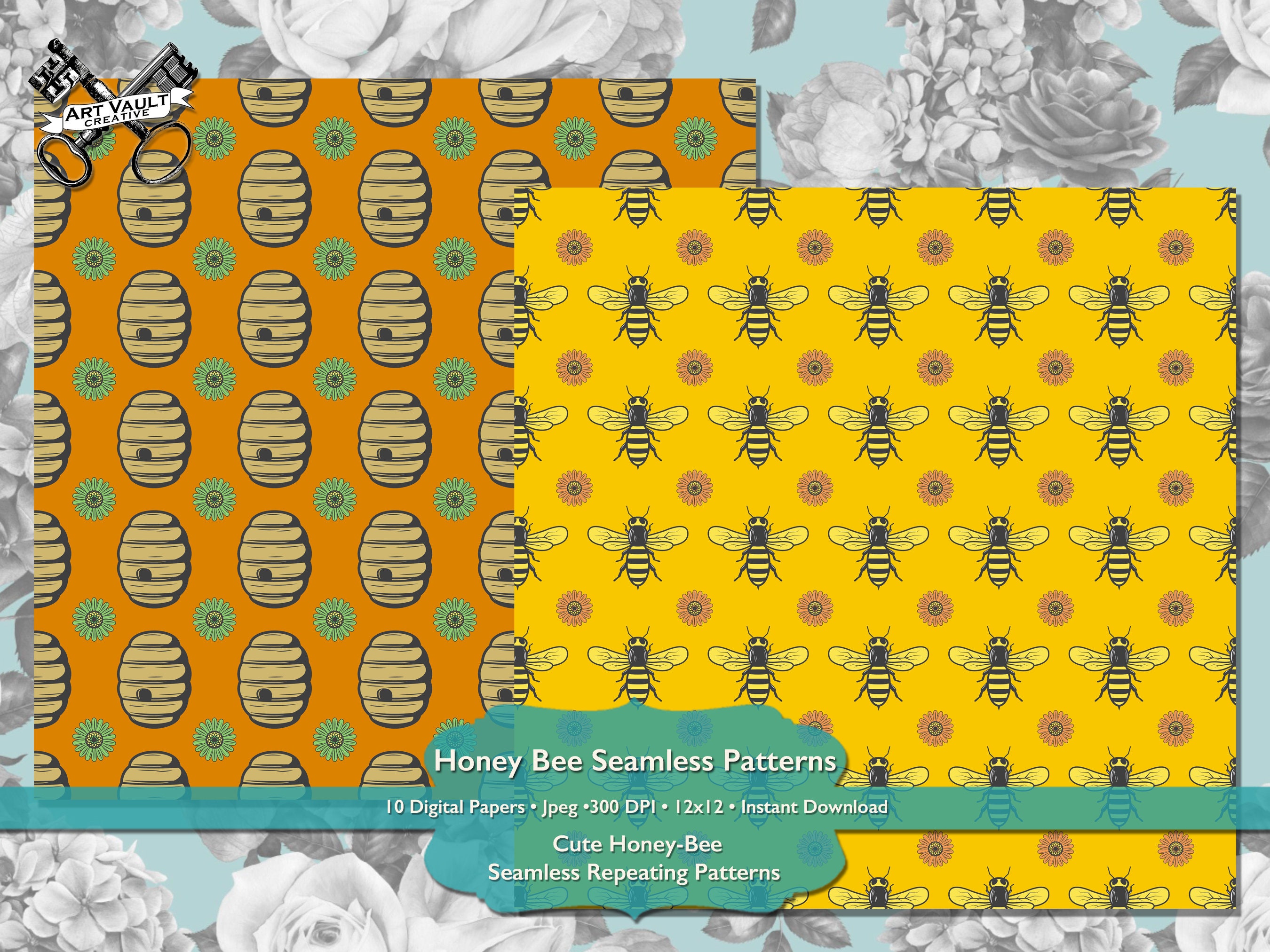 Honey Bee Seamless Pattern, Beekeeper Seamless Background Patten ...