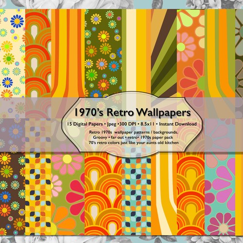 1970s Retro Digital Paper Pack Printable Scrapbook Paper - Etsy