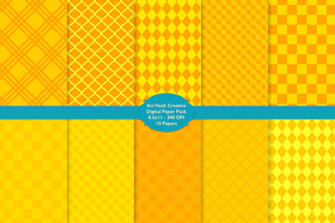 Yellow Plaid Digital Paper Pack, Yellow Printable Paper Pattern ...
