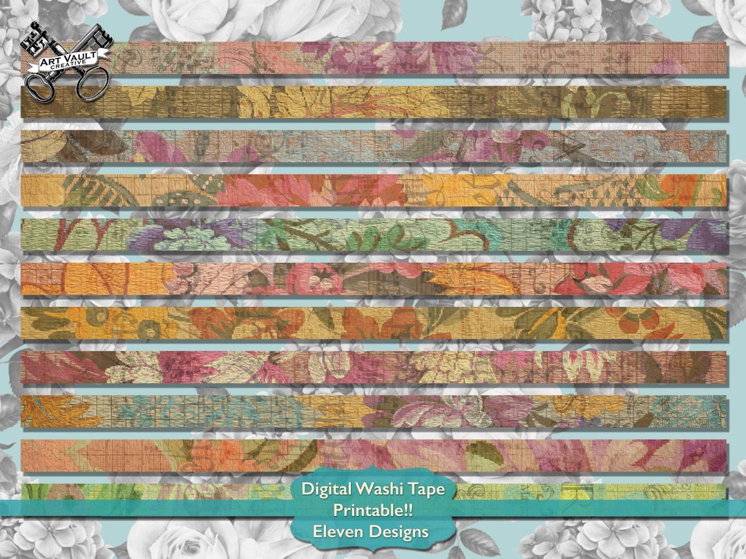 Printable Washi Tape Digital Download, Digital Vintage Floral Shabby ...
