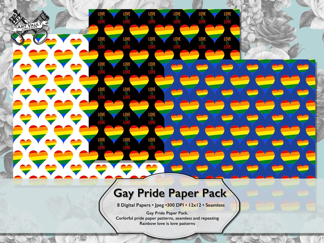 Gay Pride Printable Seamless Paper, Digital Download, Printable Love is ...