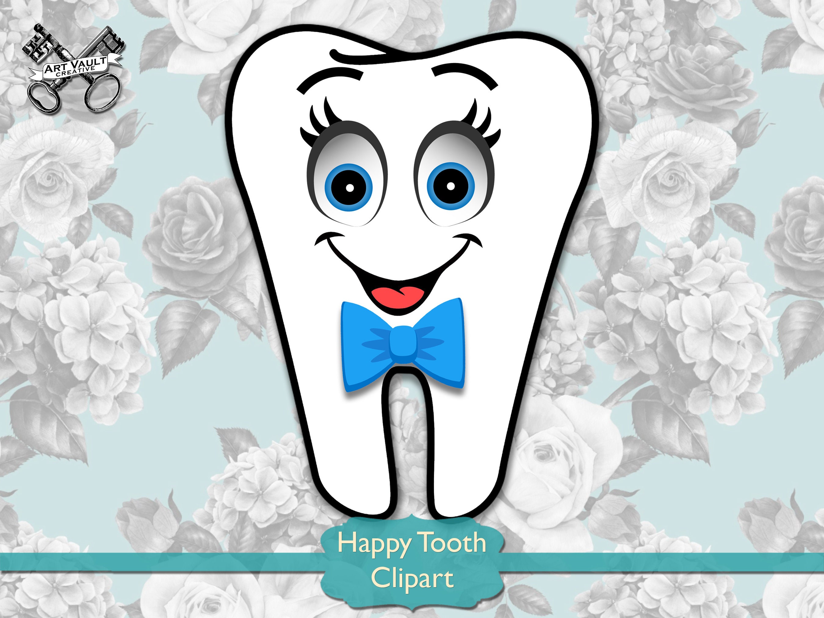 Happy Tooth Transparent PNG Clipart Kawaii Tooth Illustration - Etsy