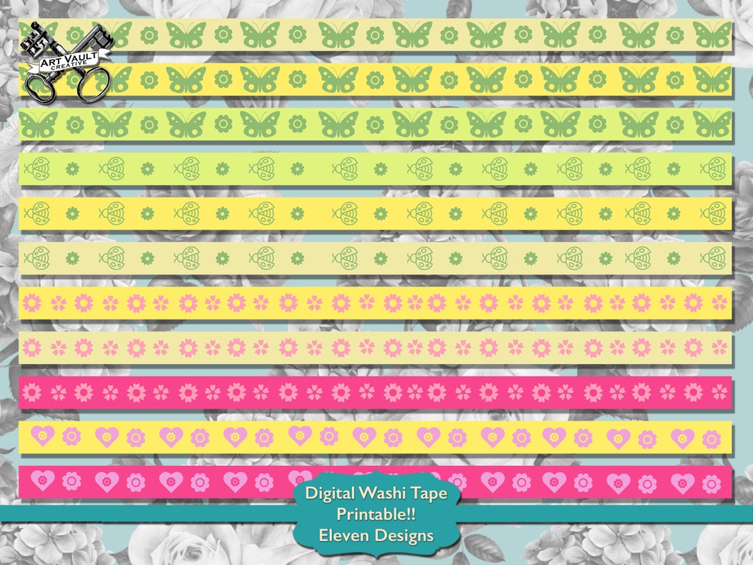 Printable Spring Washi Tape Digital Download, Digital Washi Tape Set ...