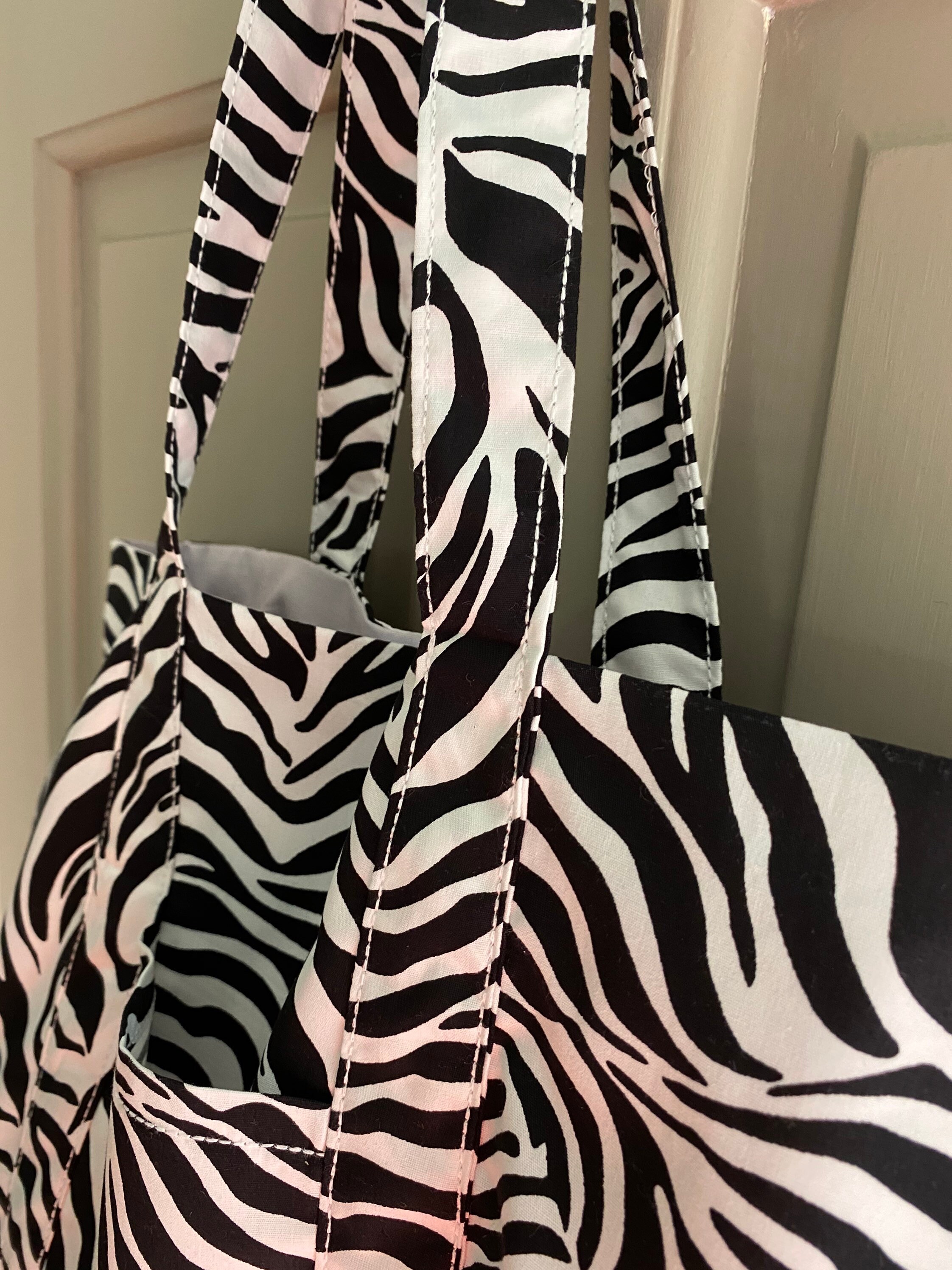 Zebra Print Tote Bag, Large Zebra Print Tote Bag, Fully Lined Tote ...