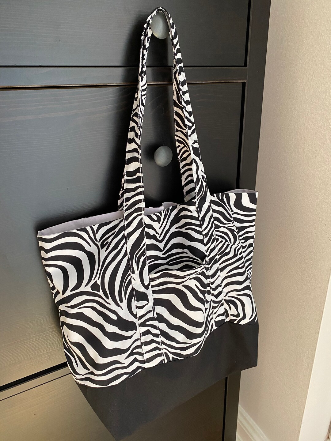 Zebra Print Tote Bag, Large Zebra Print Tote Bag, Fully Lined Tote ...