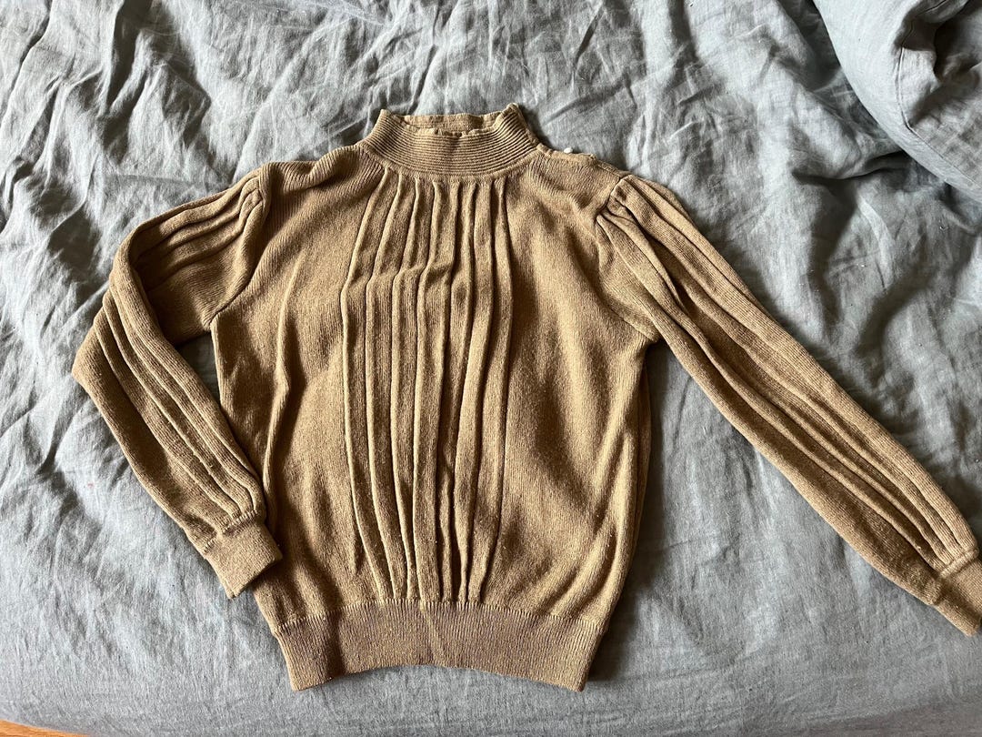 Vintage 1980s Gitano High Neck Sweater Pleated With Side Pearl Button ...