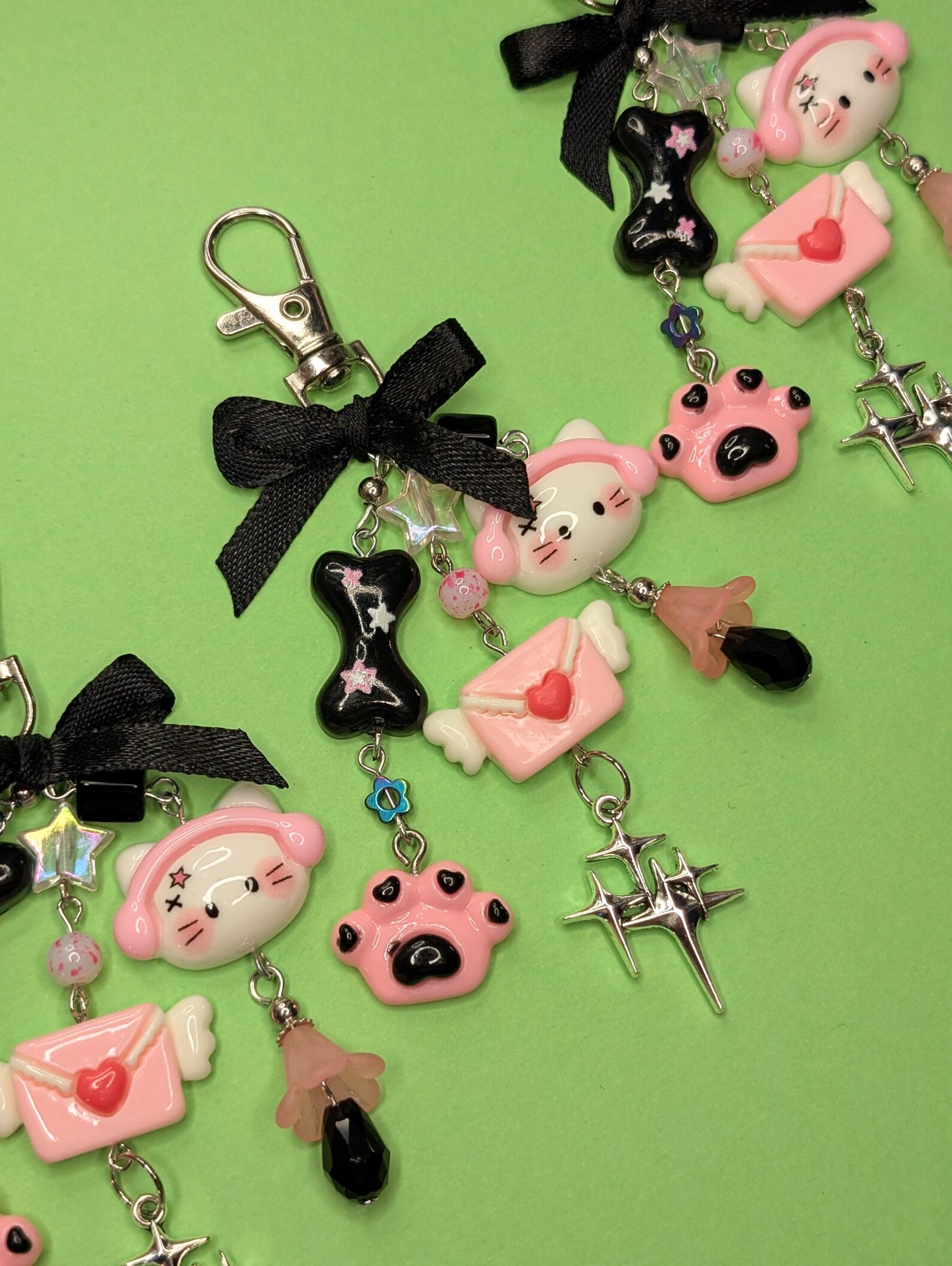Cute Y2k Cat Keychain | Pink and Black Y2k Inspired Headphone Kitty and ...