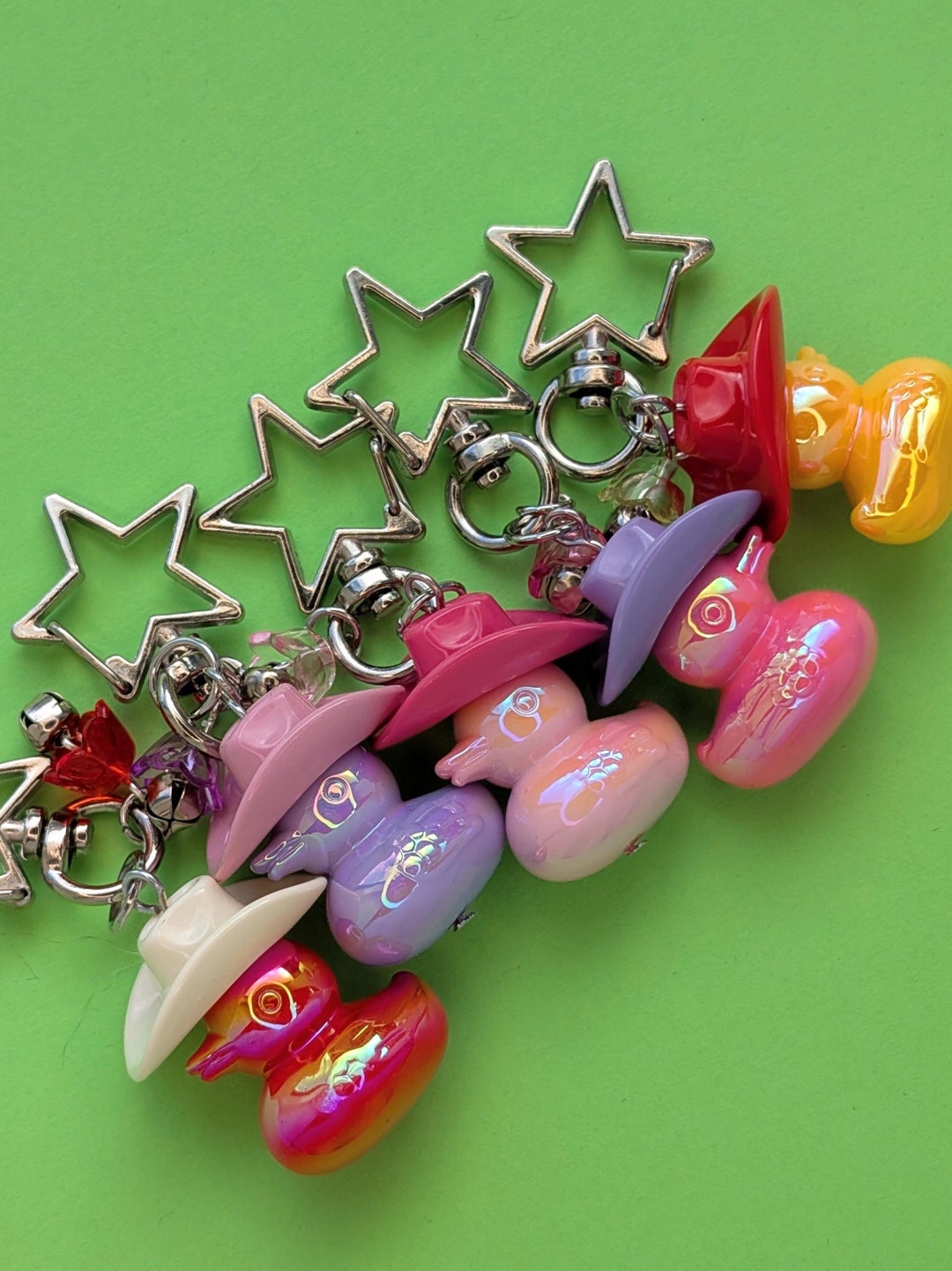 Cute Cowboy Ducky Keychain Chrome Little Duck Bead Charms Cowboy Hat ...