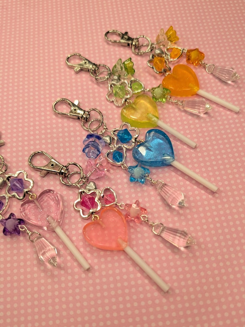 Y2K Translucent Colorful Lollipop Keychains | Cute Sparkly Sucker Pop ...
