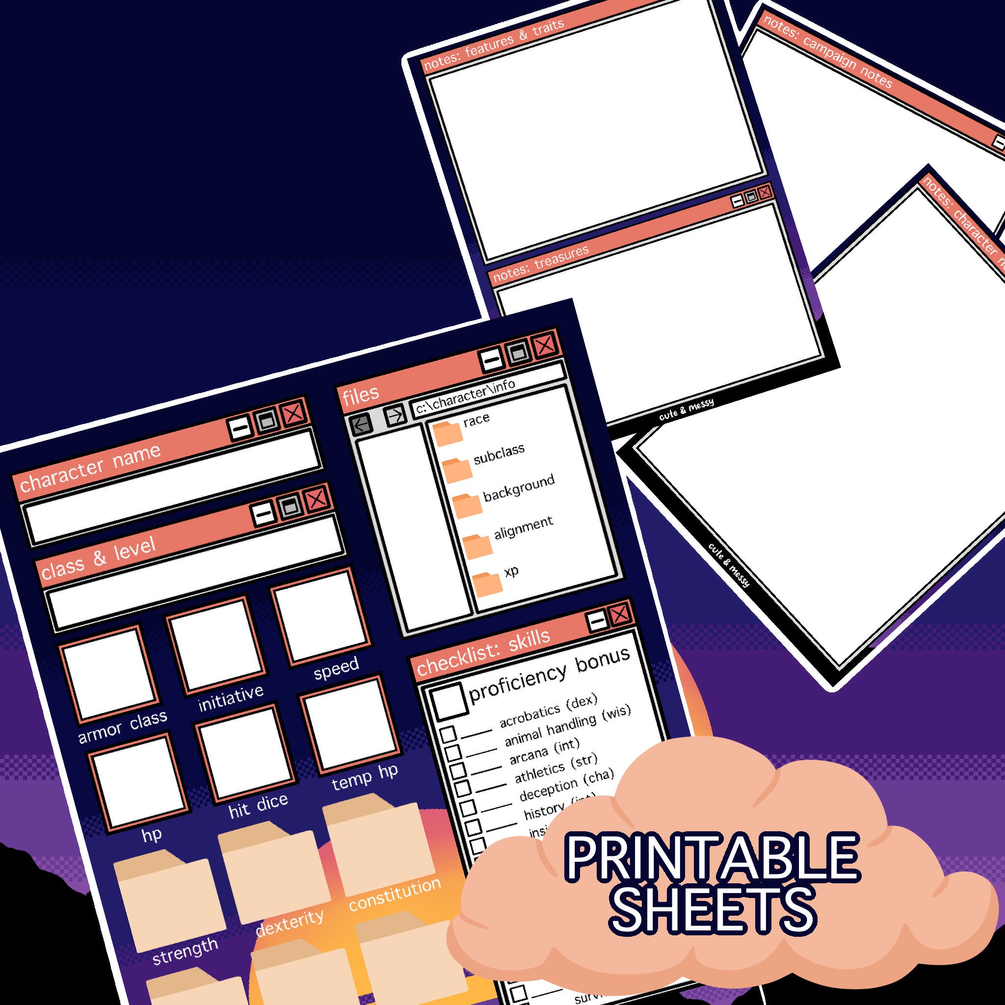 D&D 5E Character Sheet: Retro Synthwave Digital Edition, 5e Character ...