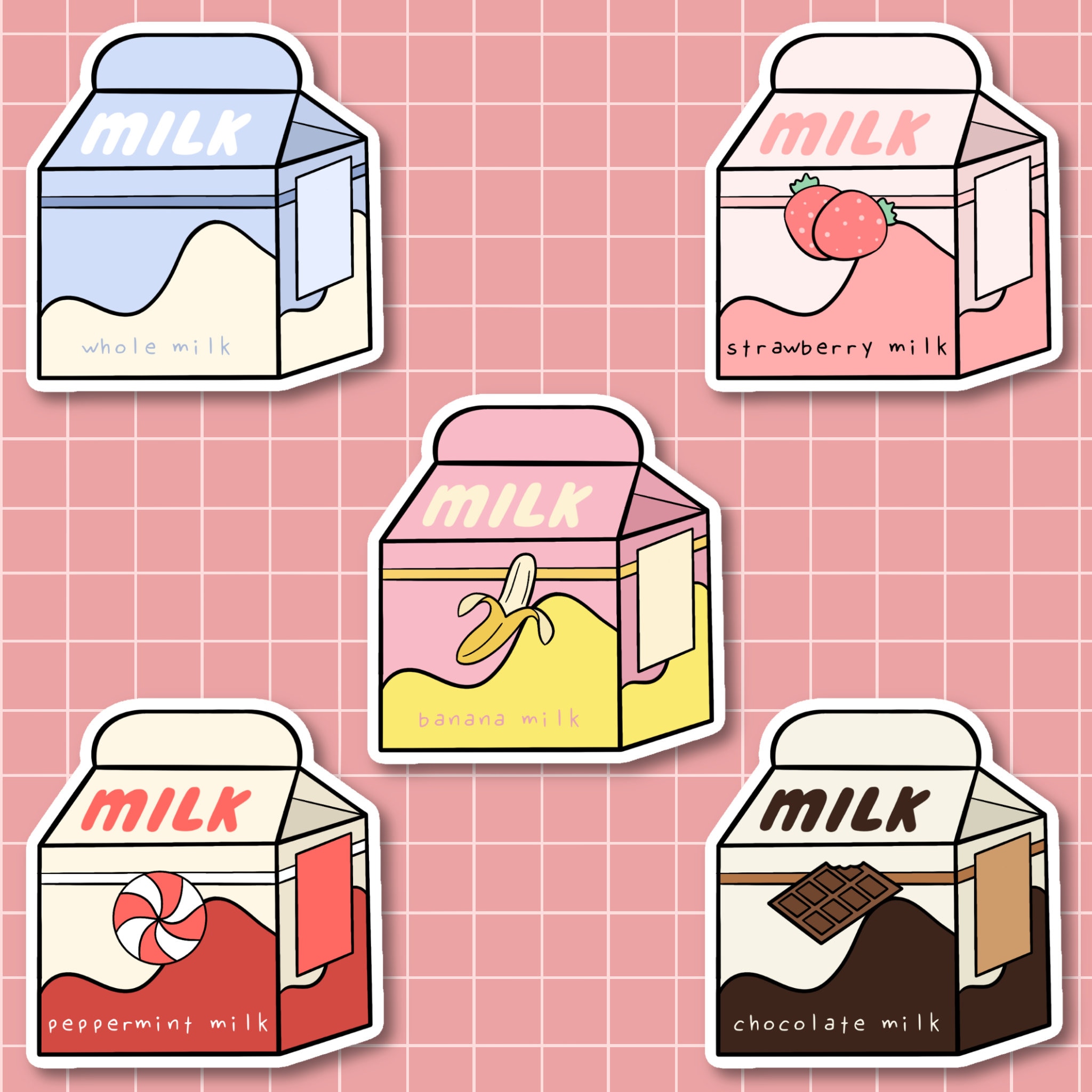 Papercraft Stickers Colourful Milk Box Stickers Milk Carton Sticker ...