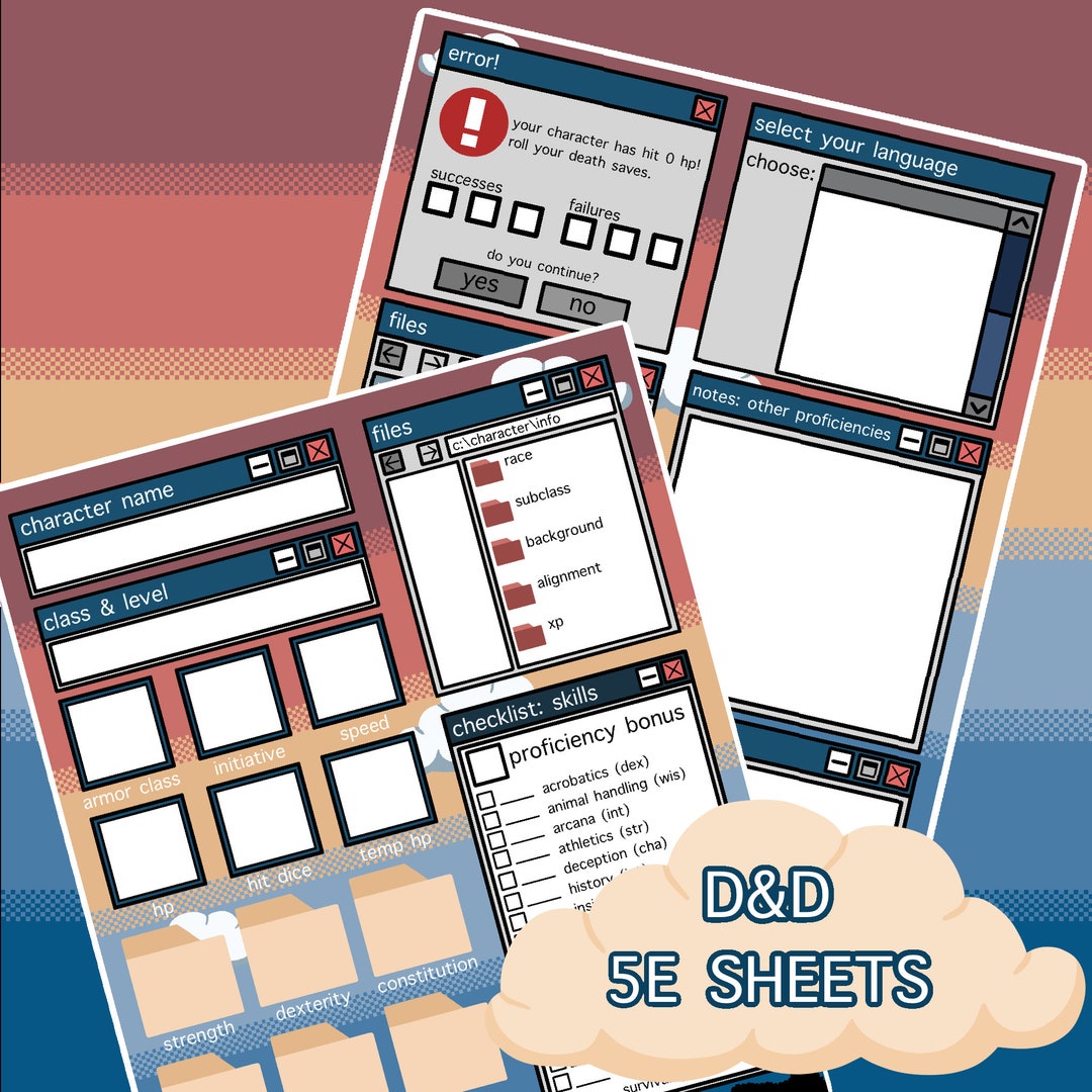 D&D 5E Character Sheet: Pixel Campfire Digital Edition, 5e Character ...