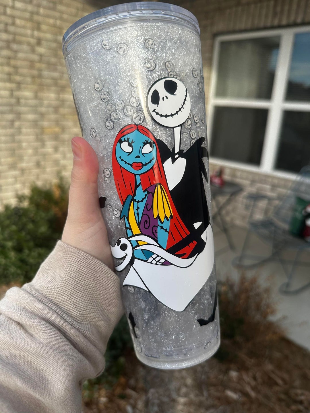 Jack and Sally NBC Glitter Tumbler With Straw - Etsy