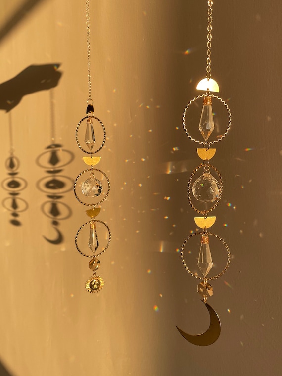 Sun Catcher/ Moon Sun Catcher/ Crystal Suncatcher/ Hanging - Etsy
