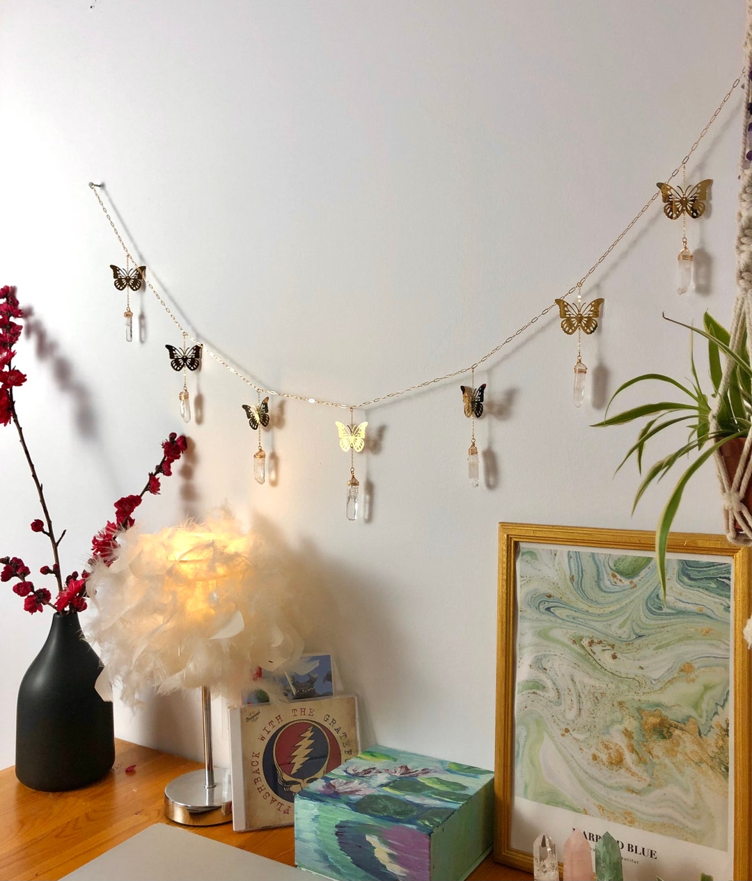 Wall Hangings/ Crystal Wall Hanging/ Wall Art/ Wall Banner/ Butterfly ...