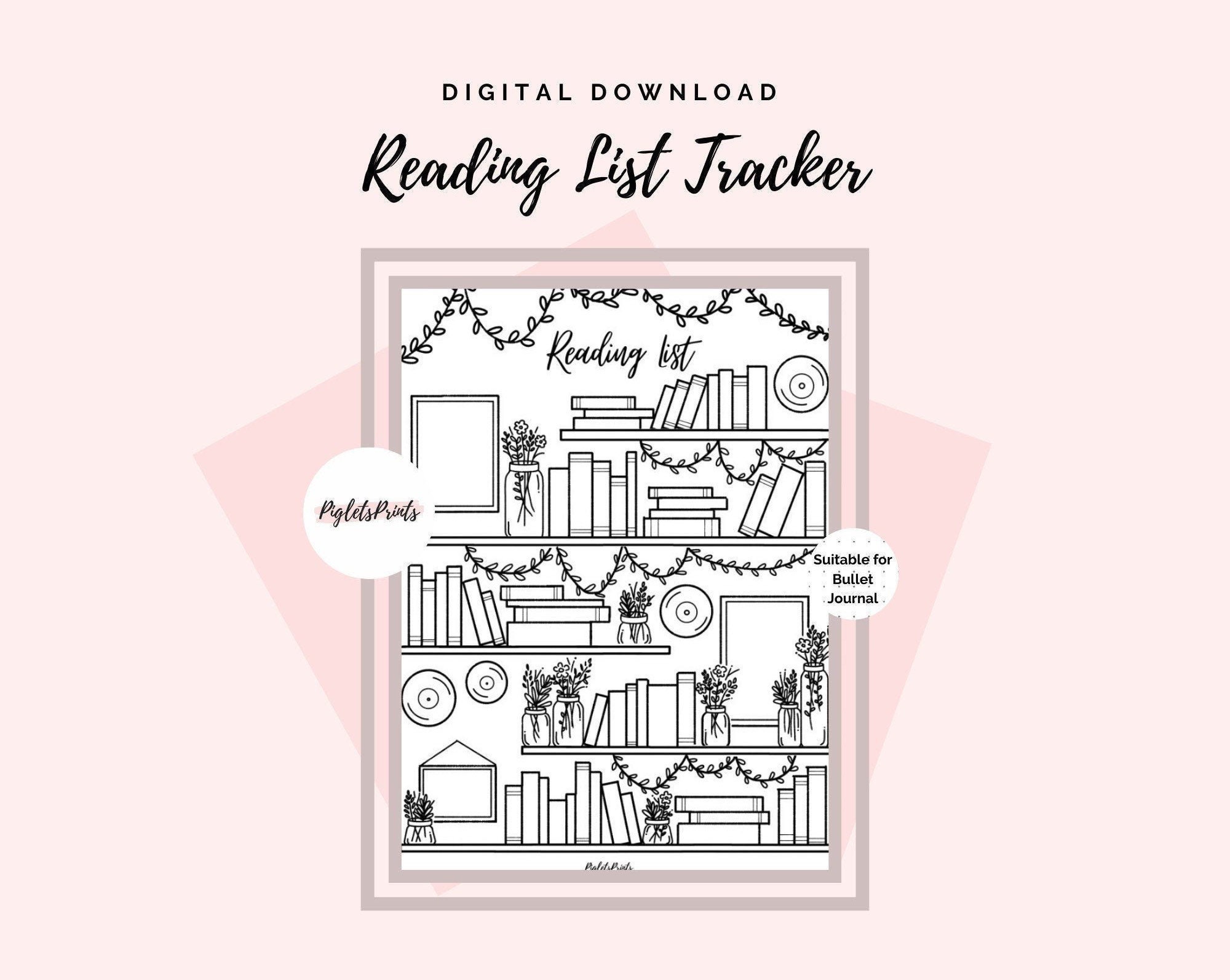 Reading List Book Tracker Printable, Bullet Journal Printable ...
