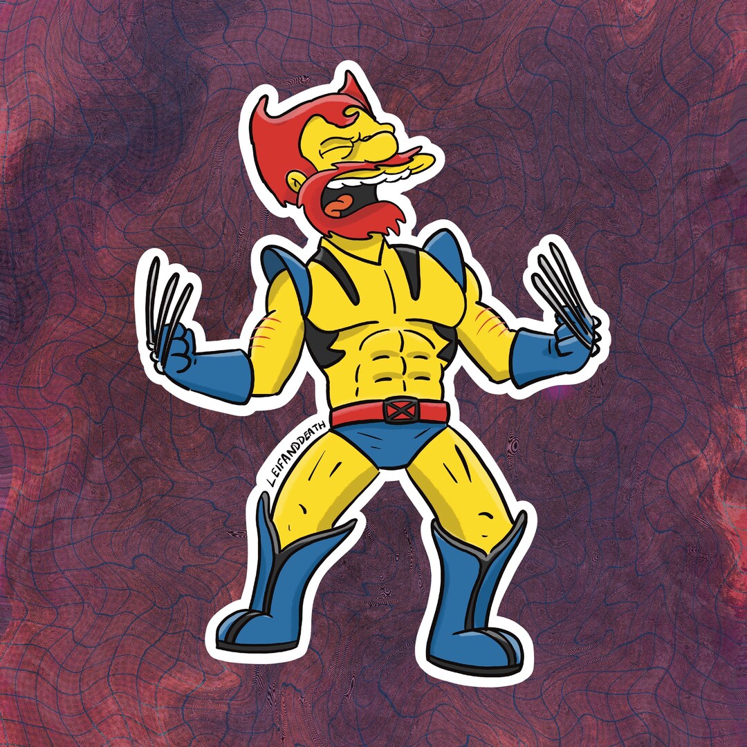 Wolverine/groundskeeper Willie Simpsons and X-men Mashup Vinyl - Etsy