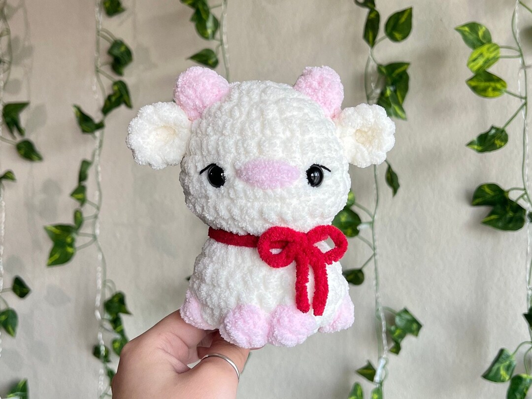 Crochet Pink Cow Sitting Crochet Plushie Amigurumi Gift - Etsy