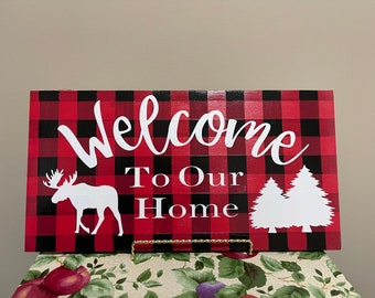 Buffalo Plaid Welcome Sign - Etsy