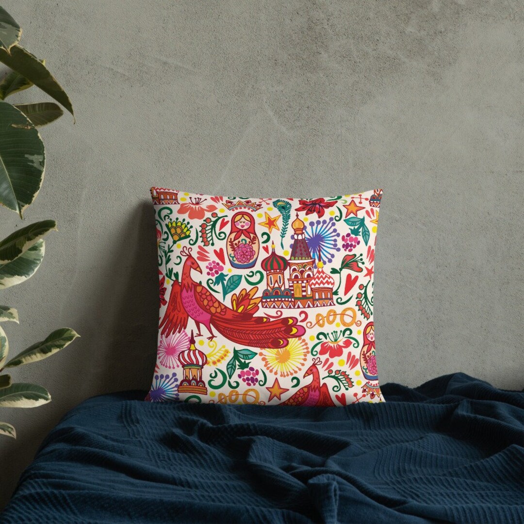 Russian-themed Print Throw Pillow - Etsy