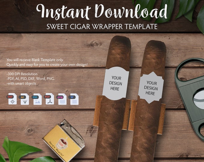Cigar Wrapper Template, SVG, DXF, Psd, Microsoft Word, Ai, Png, Pdf (OK ...