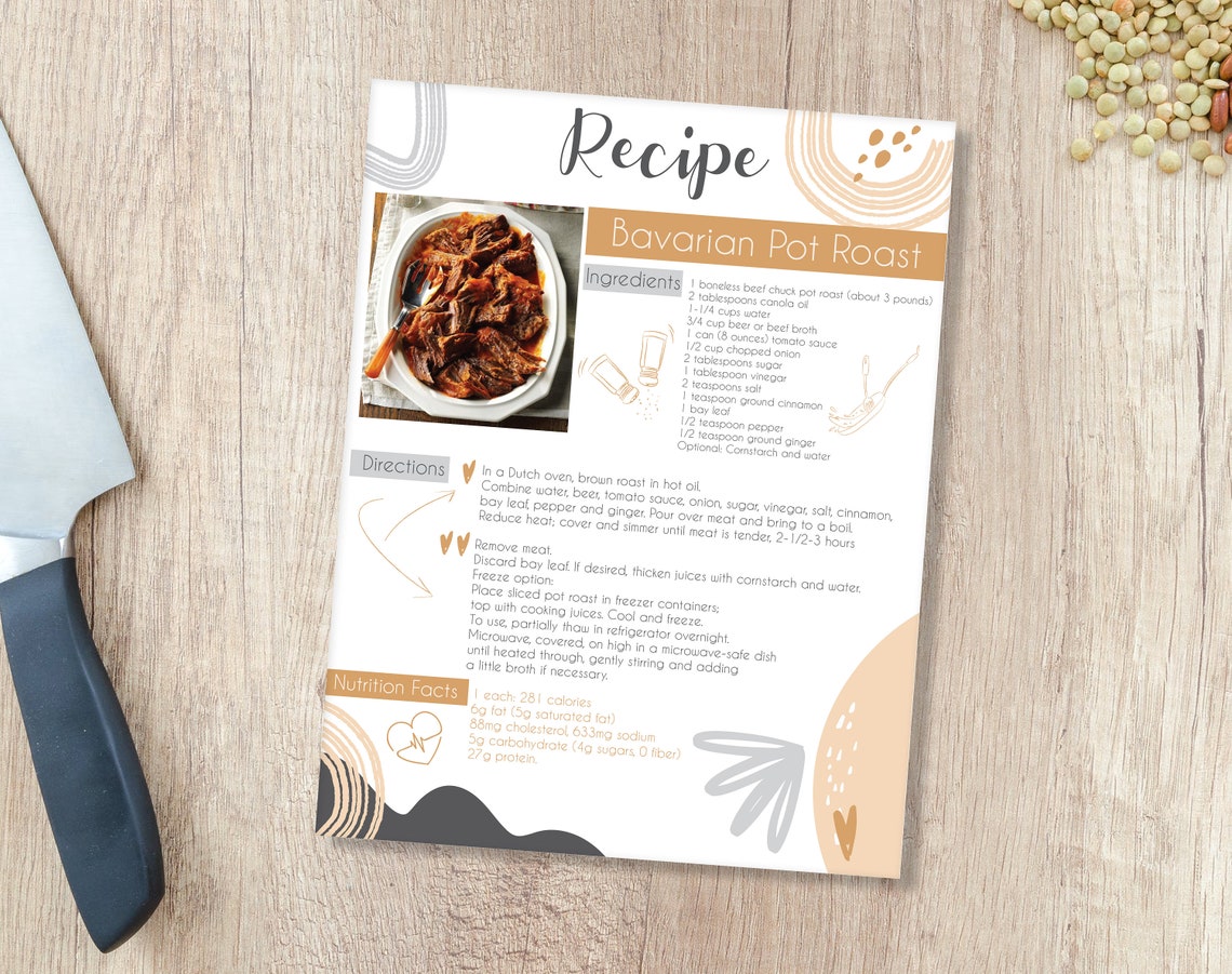 Recipe Template SVG PSD eps ai jpeg png pdf OK for | Etsy