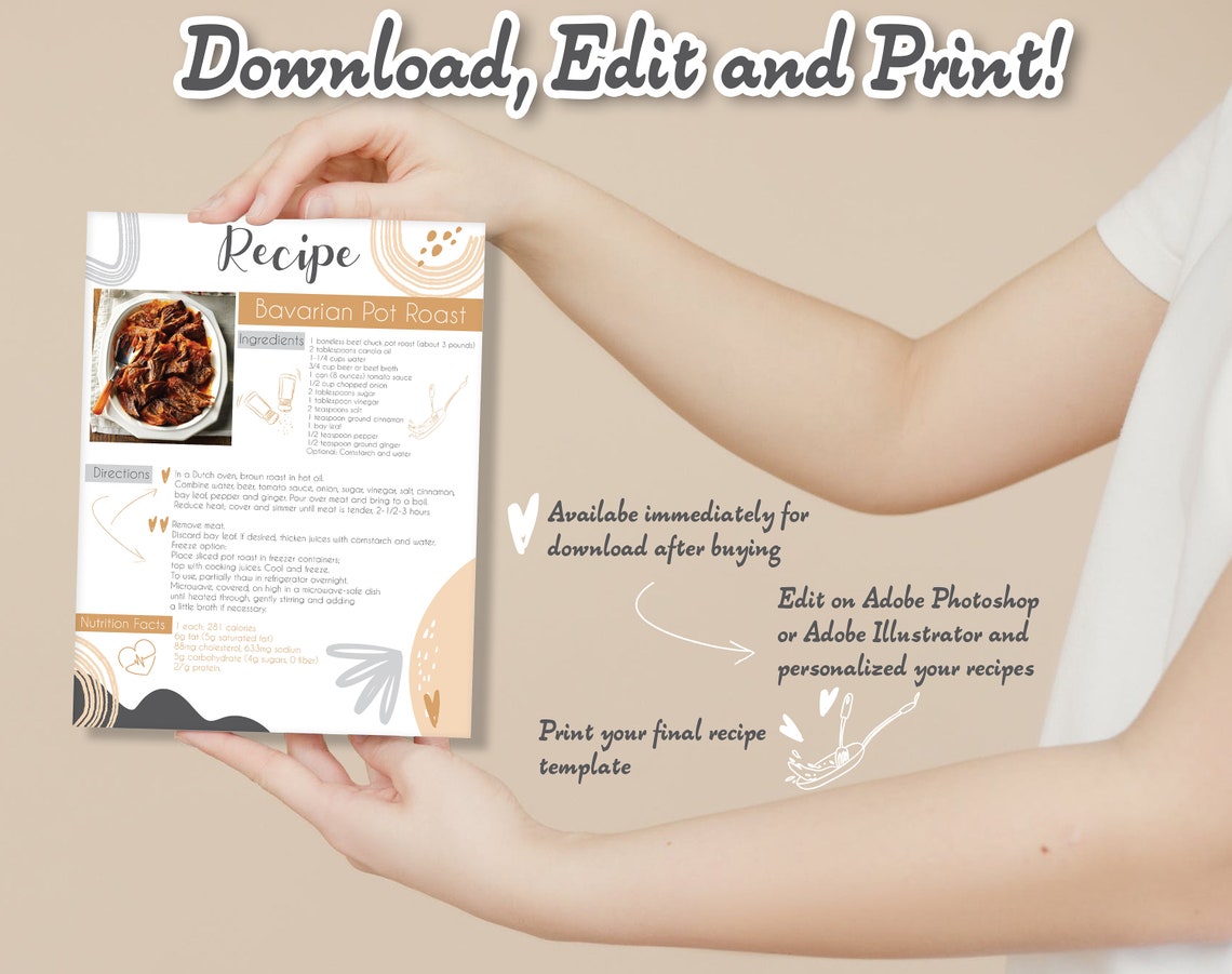 Recipe Template SVG PSD eps ai jpeg png pdf OK for | Etsy