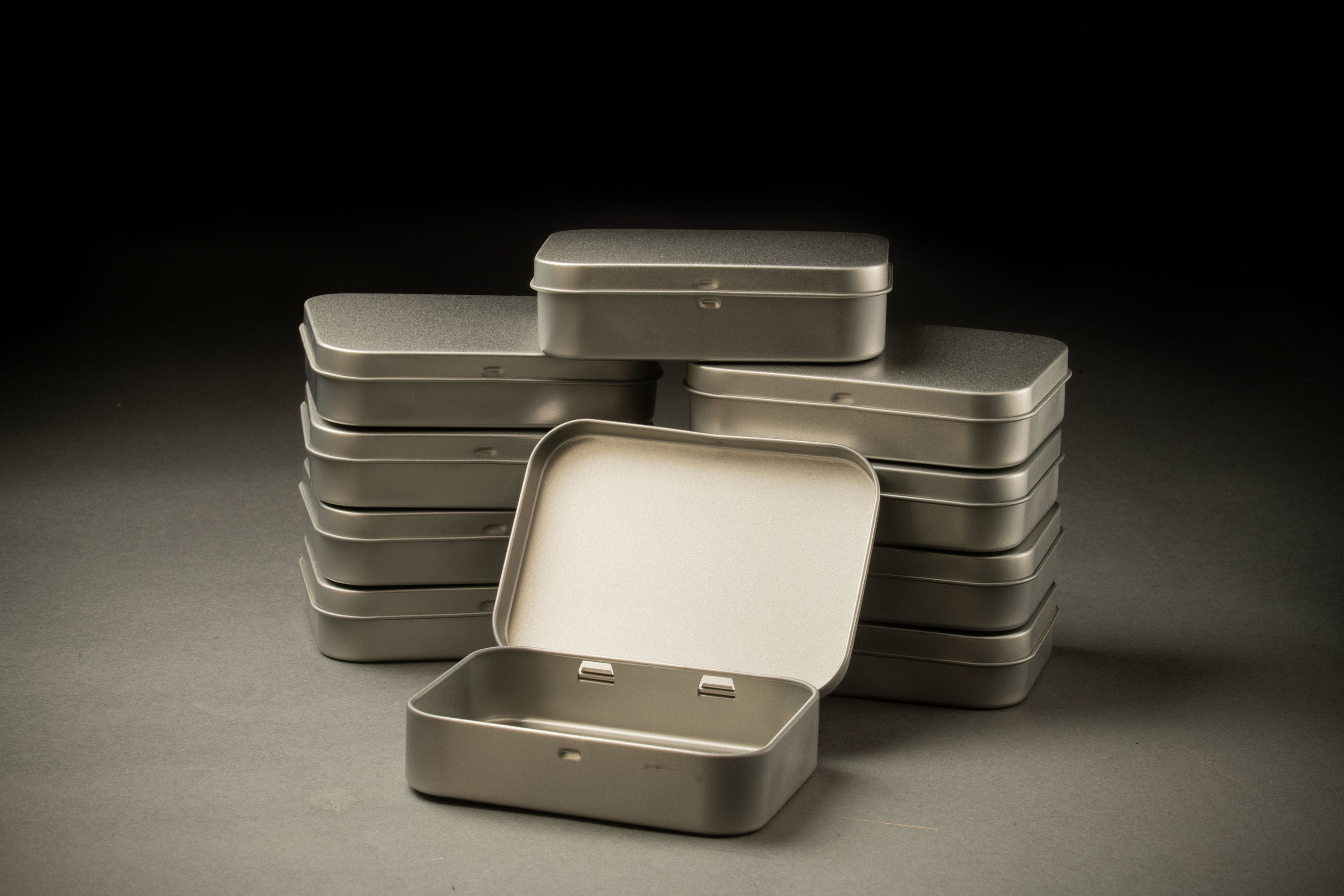 10 X Mini Hinged Blank Silver Storage Tins Ideal for Craft Projects ...