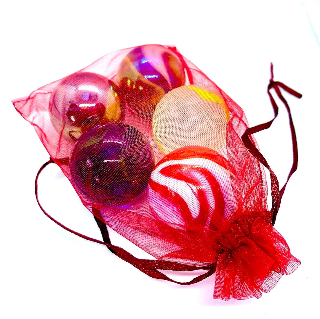 Giant Glass Marbles Set – Vibrant Colors in Organza Bag - Etsy