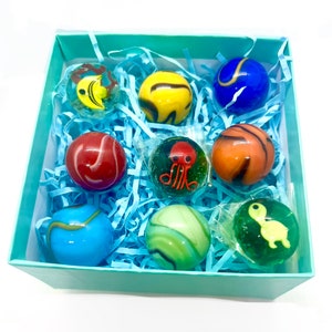 Marbles Aquarius Set of 9 Medium 22mm Marbles Including 3 Handmade ...