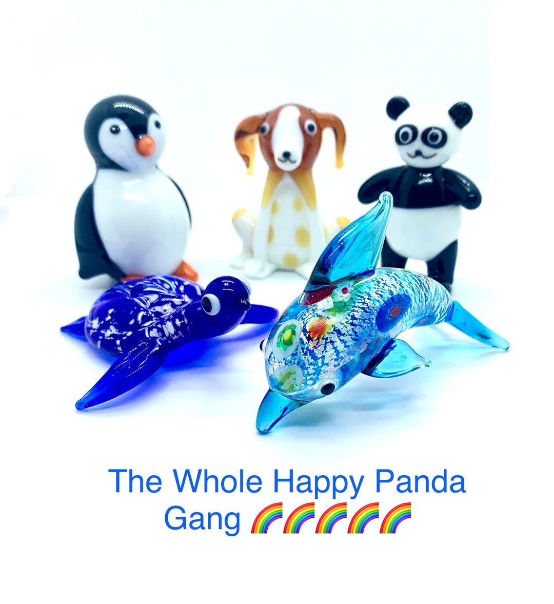 Handmade Glass Animal Figurines Set - Handblown Murano Panda Dog ...