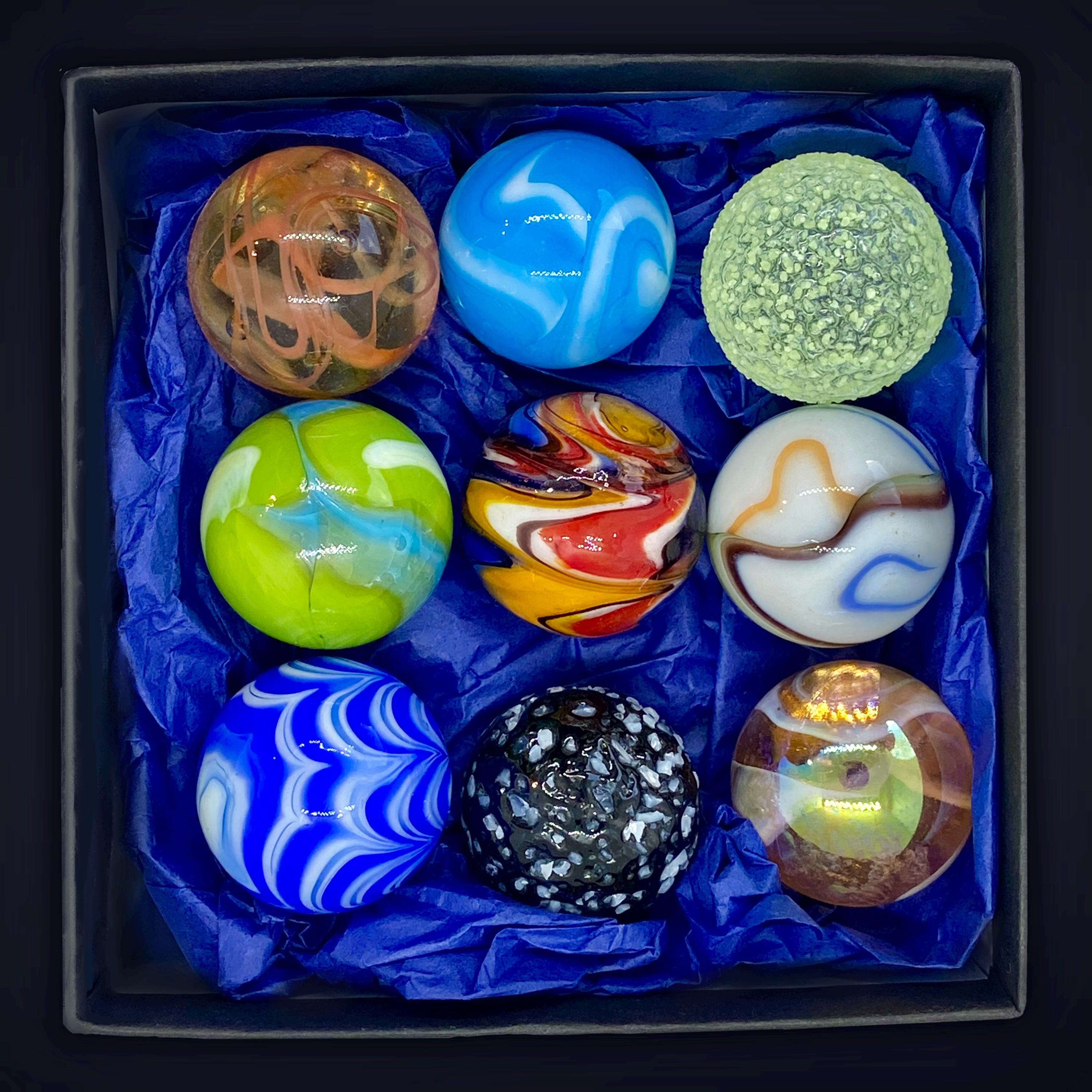 Large Glass Marble Set – Handmade Swirl Marbles, Collectible Toy Gift ...