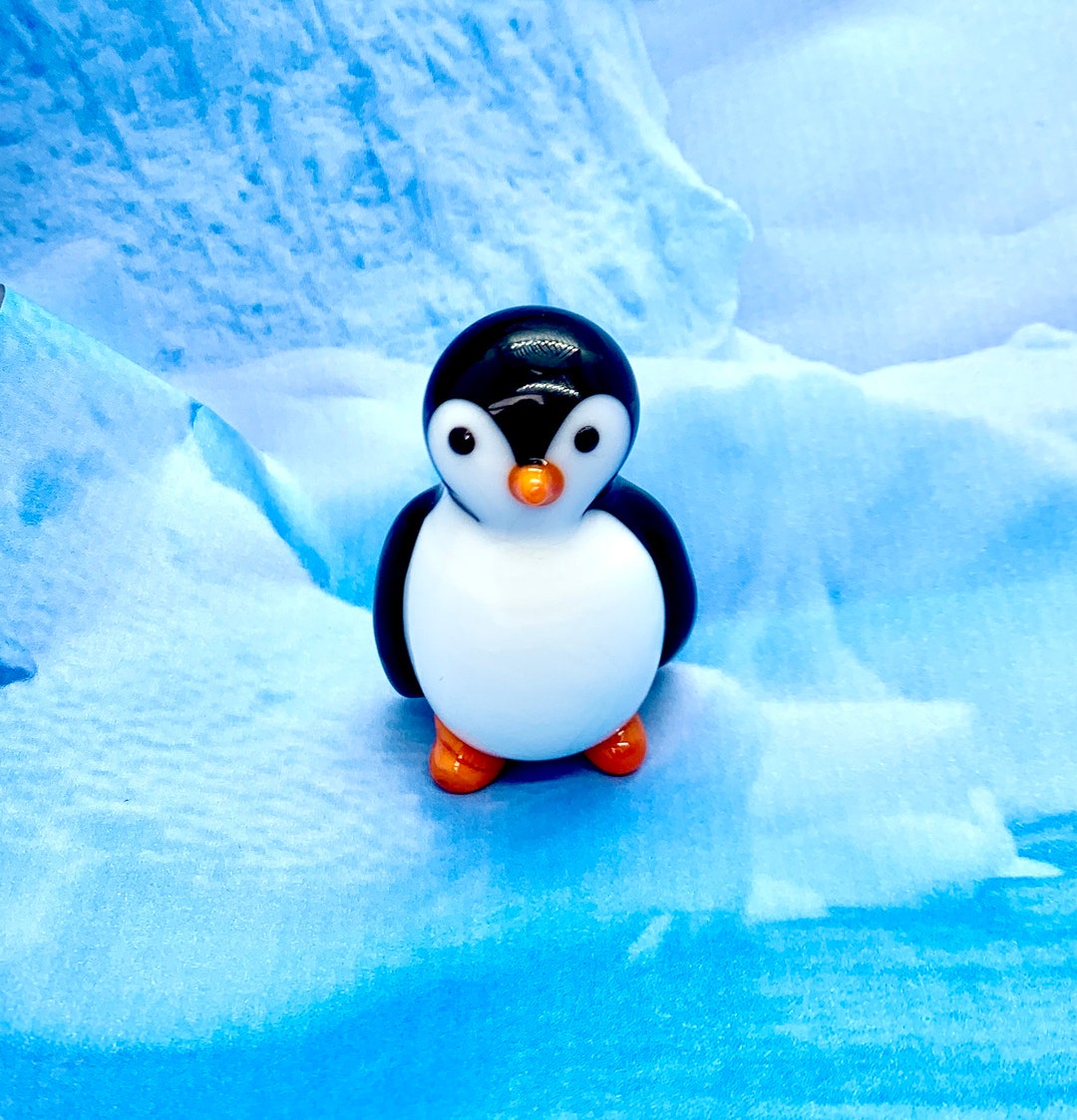 Handmade Glass Penguin Figurine - Handblown Murano White Penguin Glass ...