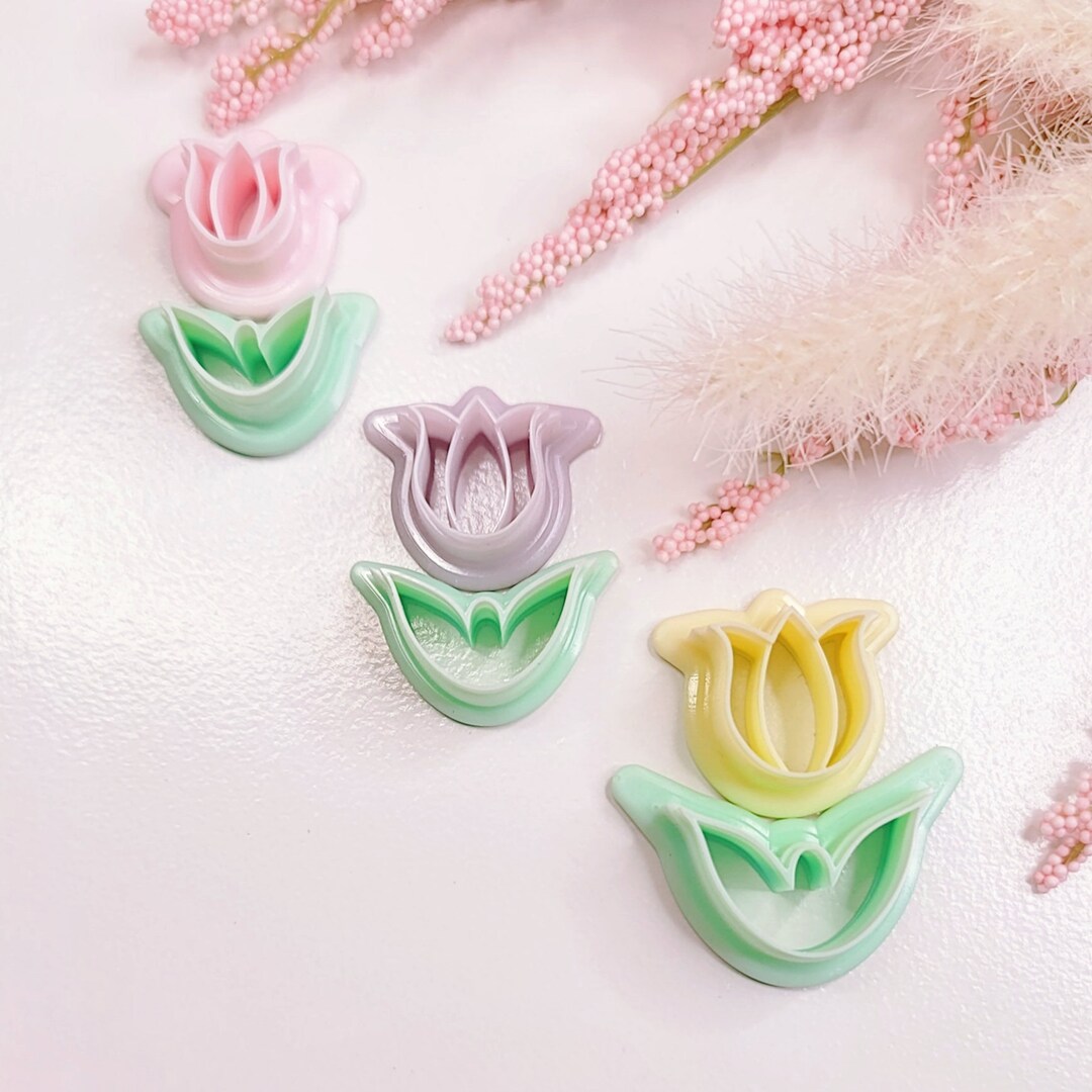 Tulip Clay Cutter Tulip Embossed Embossed Tulip Polymer - Etsy