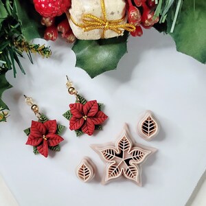 Poinsettia 3 Piece Embossing Clay Cutter | Embossed Poinsettia Cutter ...