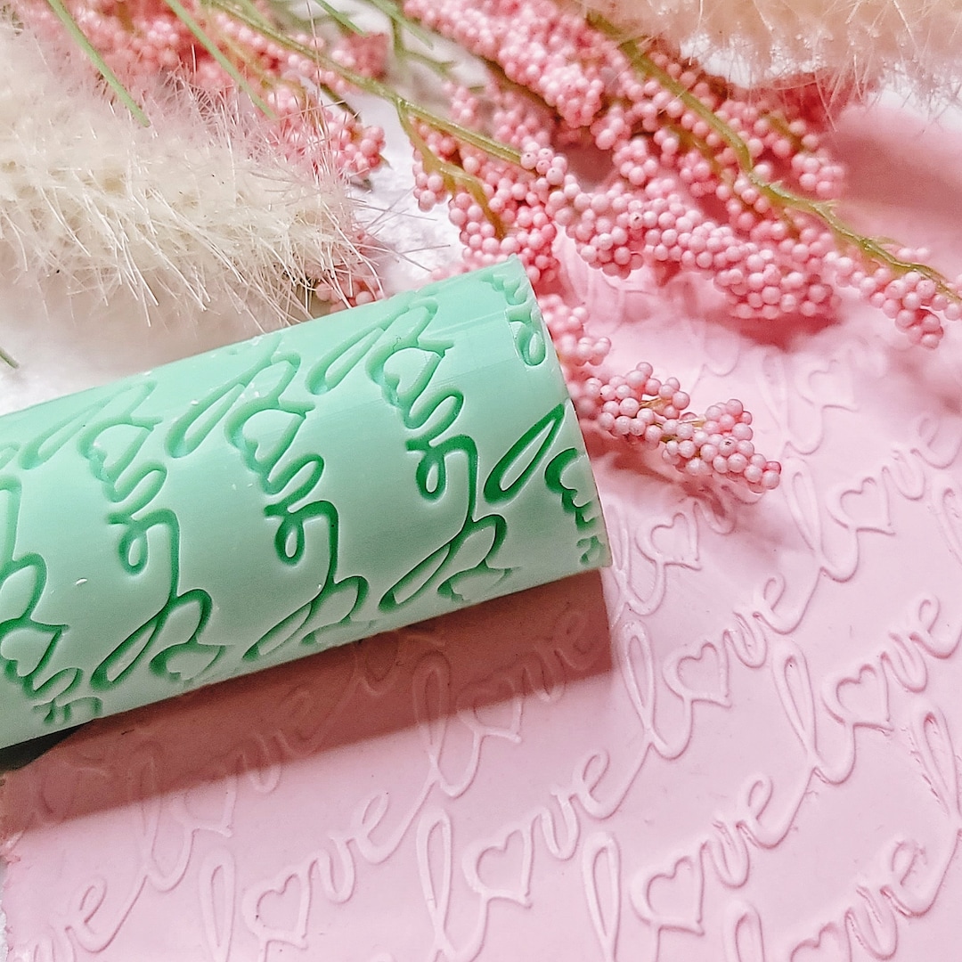 Polymer Clay Texture Rollers Love Letter Calligraphy Cursive Writing ...