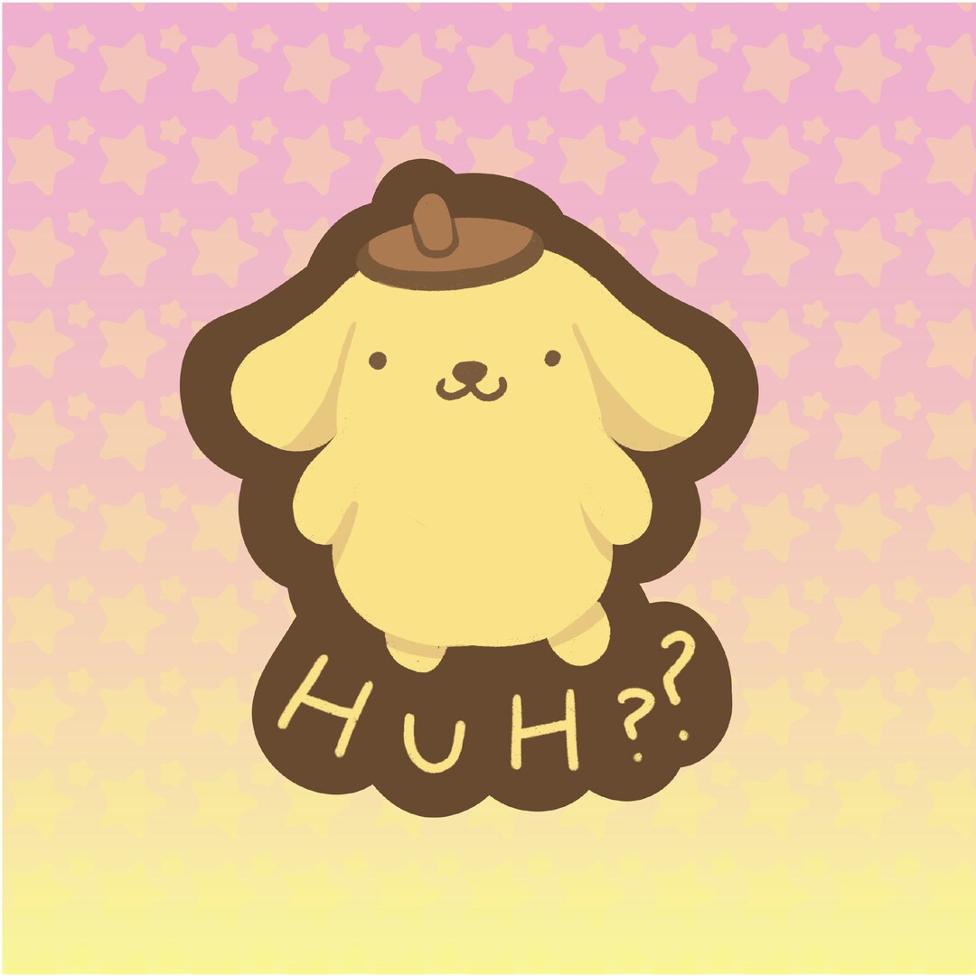 Waterproof Yellow Dog "huh??' Dum Dum Sticker - for Water Bottle or ...