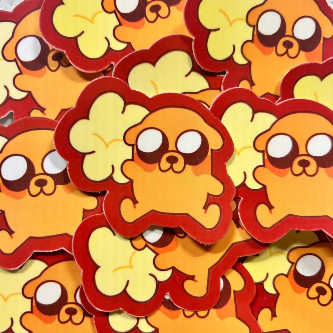 Adventure Time Jake Popcorn Sticker - Vinyl & Waterproof - Etsy