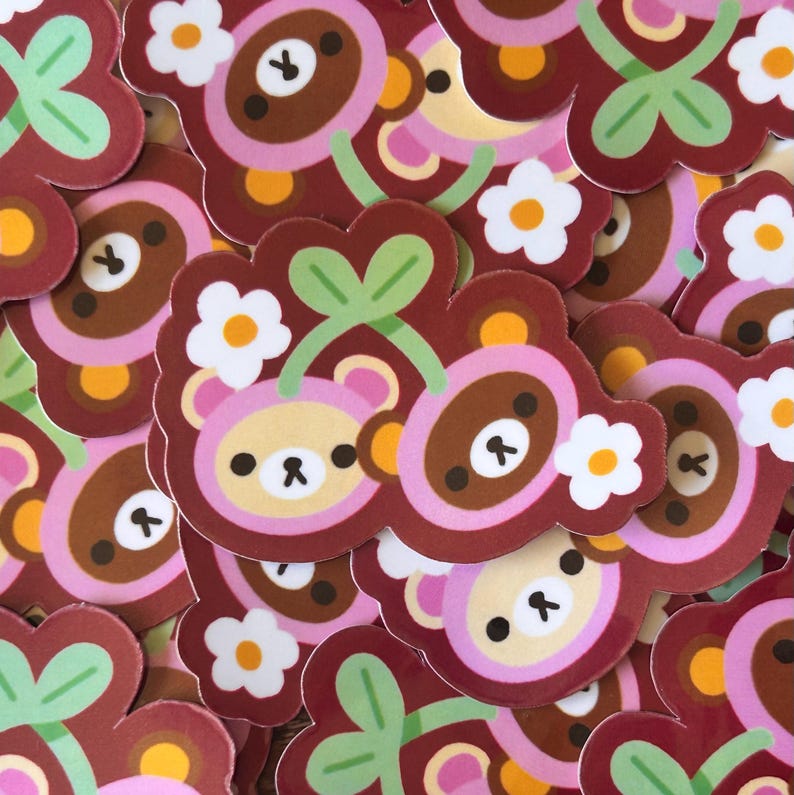 Kawaii Cherry Bear Duo Sticker: Waterproof Vinyl, Original Design - Etsy