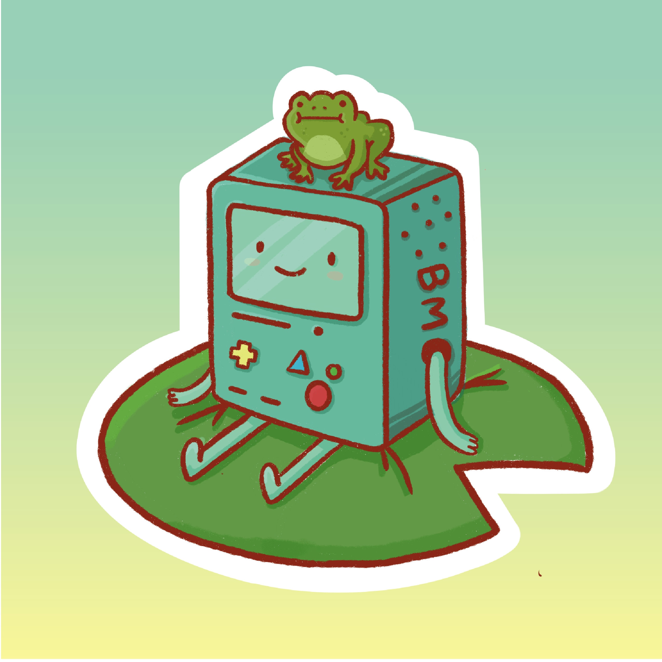 Adventure Time Bmo & Frog Sticker - Waterproof Vinyl - Etsy