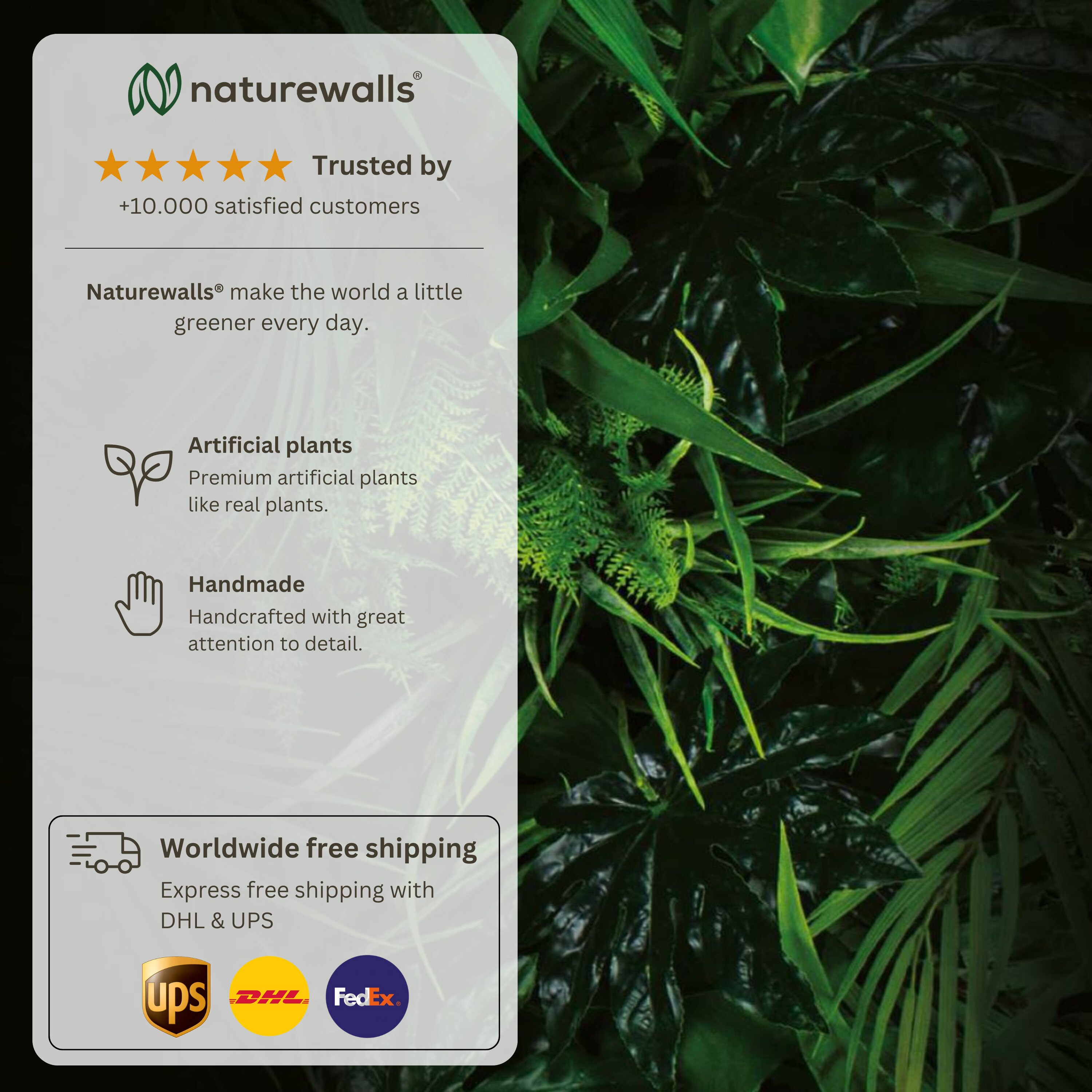 Artificial Plant Wall - Ferns - Green Wall Indoor - Vertical Garden ...