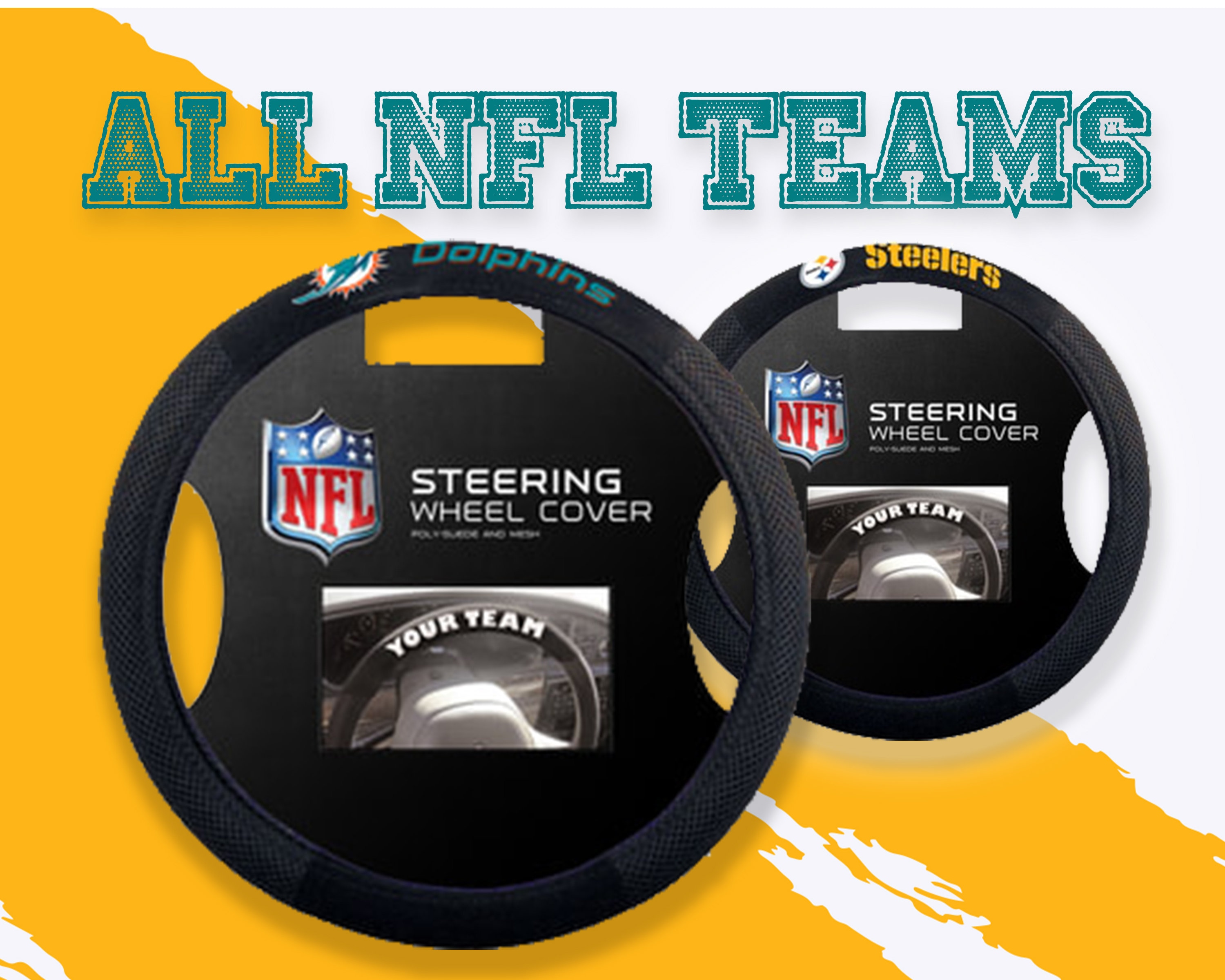 NFL Steer Wheel Cover Set, NFL Gifts, Fremont Die Poly SUEDE Steering ...