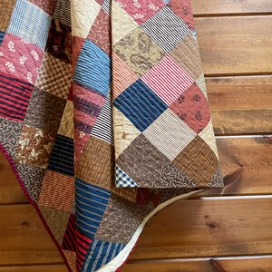 Antique Patchwork Quilt - Handstitched Quilt - Rare Calico Fabric - Quilts for the Home - Etsy